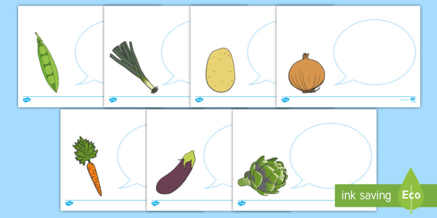 Vegetable-Themed Speech Bubble Activity (teacher made)