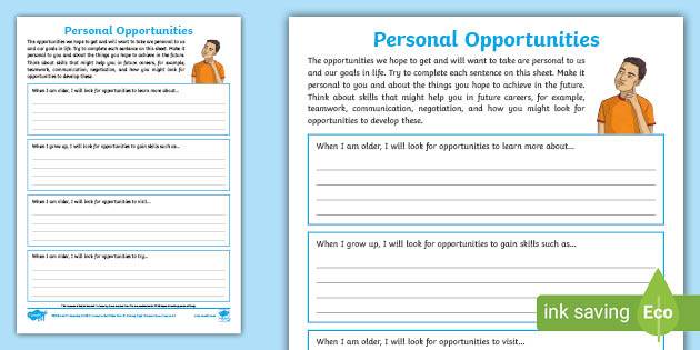 Personal Development Activity Sheet • Twinkl.com.au