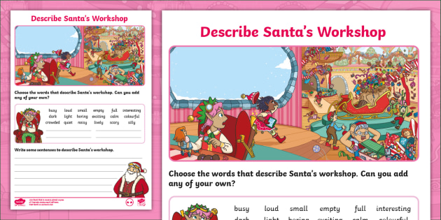 Describe Santa's Workshop Writing Activity (teacher made)