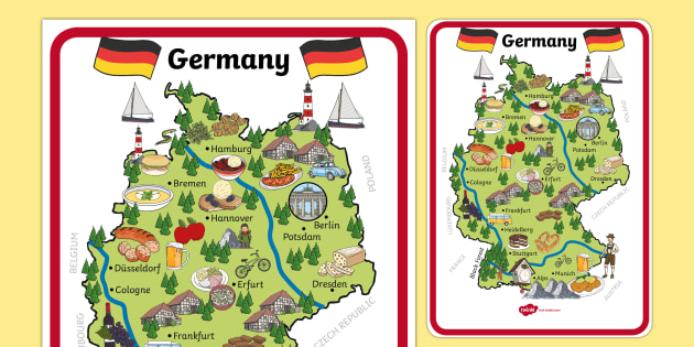 Illustrated Map of Germany Display Poster (teacher made)