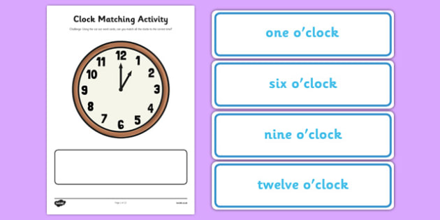 Clock Matching Activity (teacher made)
