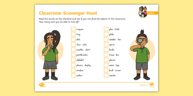 Level 5 Classroom Scavenger Hunt (teacher made)