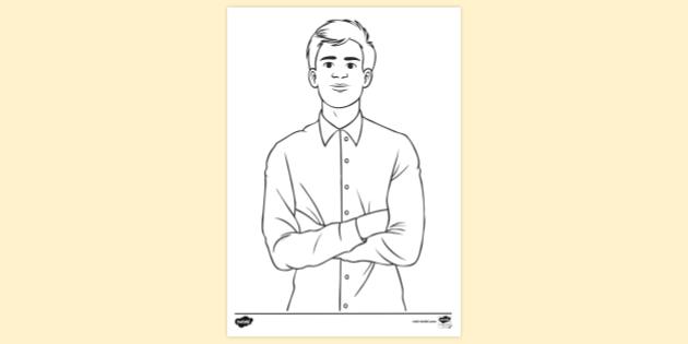 FREE! - Man Arms Crossed Colouring | Colouring Sheets