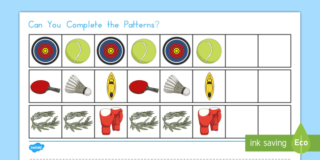Olympics Complete the Pattern Activity (teacher made)