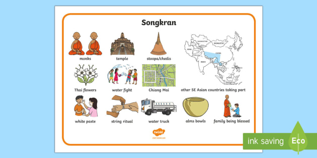 Thailand Songkran Festival 13th April Word Mat - Thailand Songkran Festival