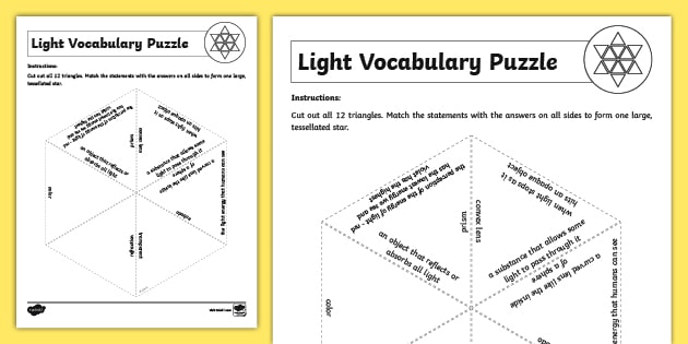 Light Vocabulary Puzzle (Teacher-Made)