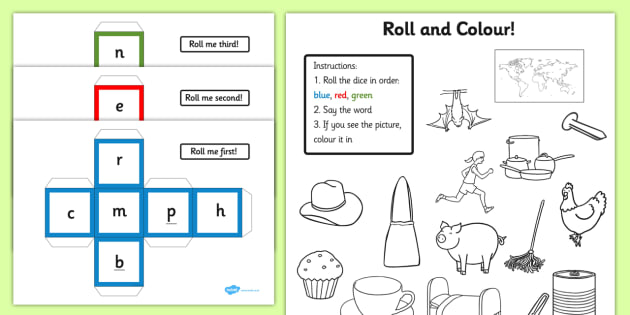 CVC Words Roll and Colour Activity