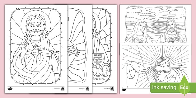The Feast of the Sacred Heart Colouring Sheets - Twinkl