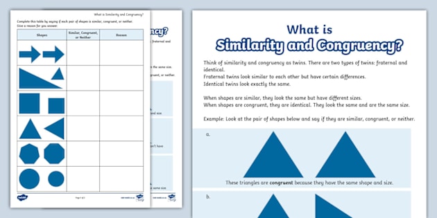 Similarity And Congruence Worksheets Congruent And Similar Worksheets