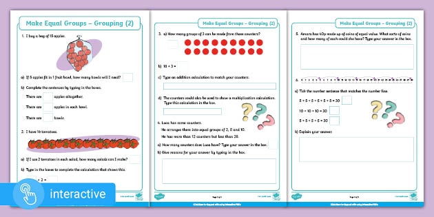 👉 Interactive PDF: WRM Y2: Make Equal Groups – Grouping (2)