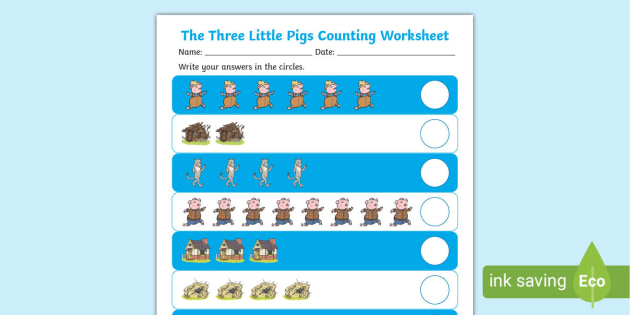 The Three Little Pigs Counting Sheet (teacher made)