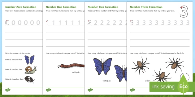 Number Formation Workbook Minibeasts (teacher made)