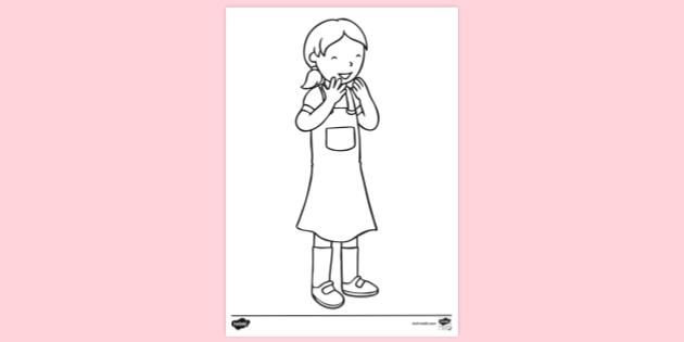 FREE! - Girl Talking With Hands Near Mouth Colouring Sheet