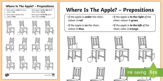 Where Is The Apple? Worksheet (teacher made)