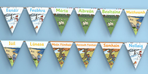 Months of the Year Display Bunting Gaeilge (teacher made)