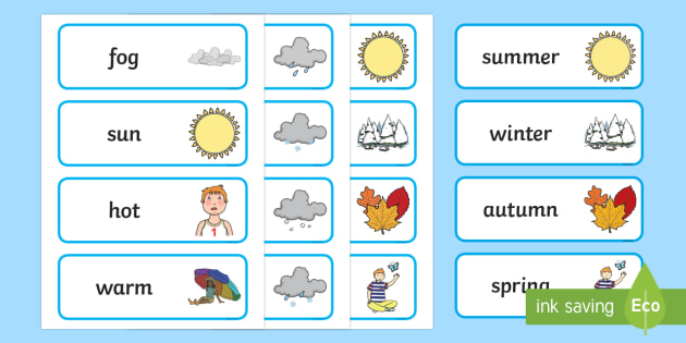 Year 1 Seasonal Changes Scientific Vocabulary Cards - science