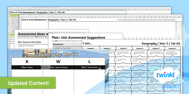 Geography: The UK Year 3 Unit Assessment Pack (teacher made)