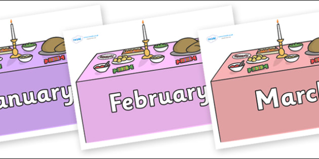 Months of the Year on Christmas Dinner (Tables)