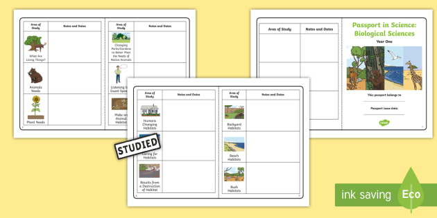 Year 1 Habitats Science Passport Booklet (teacher made)