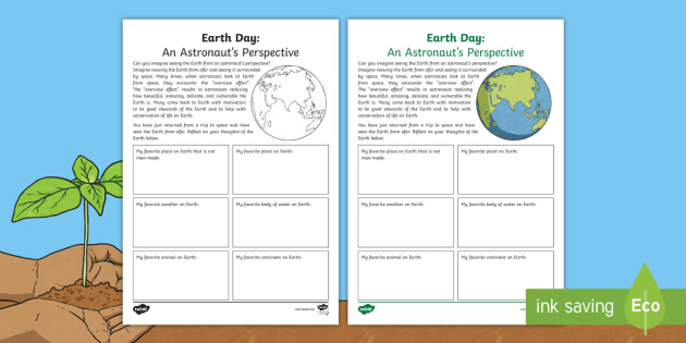 Earth Day: Astronaut's Perspective Activity Sheet