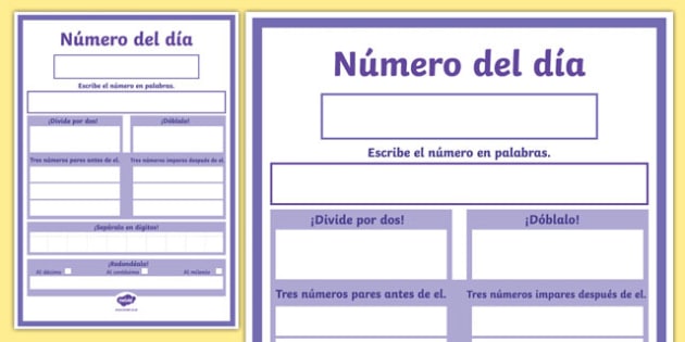 Póster El número del día (teacher made)