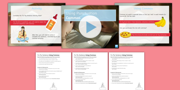 KS3 Using Commas PowerPoint Lesson Teaching PowerPoint Pack - Using Commas