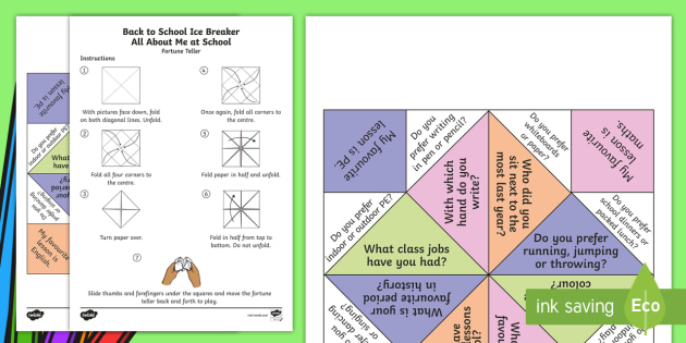 KS2 Back to School Ice Breaker All About Me In School Fortune Teller
