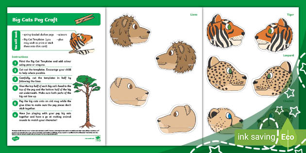 Big Cats Peg Craft Instructions (teacher made)