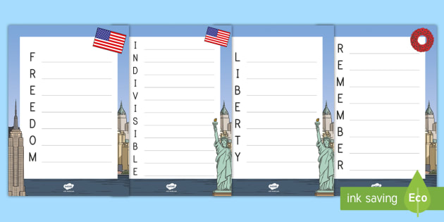 Freedom Acrostic Poem (teacher made)