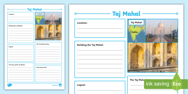 Taj Mahal Fact File Template (teacher made)
