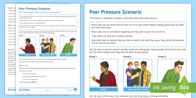 Peer Pressure Scenario 1: Boys Worksheet / Worksheet