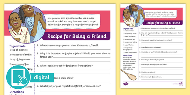 Recipe for Being a Friend (teacher made)
