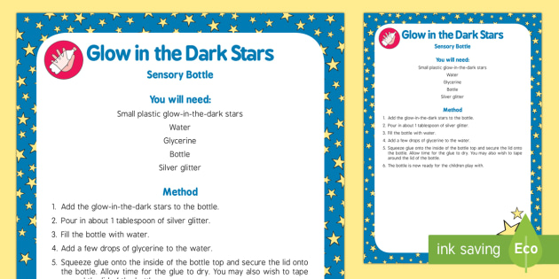 Glow in the Dark Stars Sensory Bottle (teacher made)
