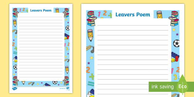 Leavers Poem Writing Template (teacher made)