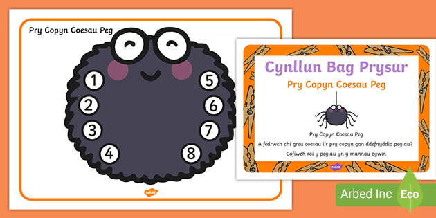 Gweithgaredd Pry Copyn Coesau Peg a Cherdyn Sbardun