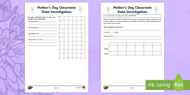Mother's Day Classroom Data Investigation Worksheet / Worksheet