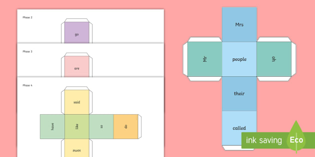 Phase 2, 3, 4 and 5 Tricky Words Dice Net - Phase 3 tricky words ...