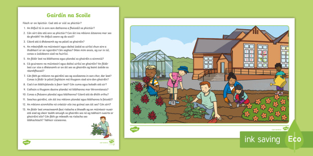 Bileog Oibre: Gairdín na Scoile, Teanga Ó Bhéal Worksheet / Worksheet