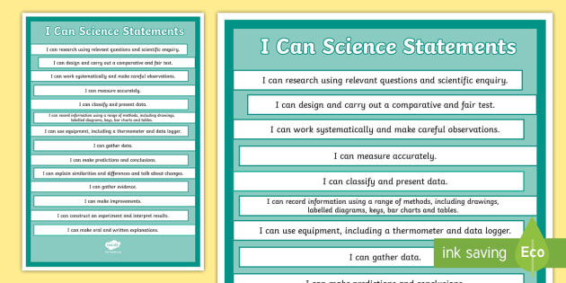 LKS2 I Can Science Statements Display Poster (teacher made)