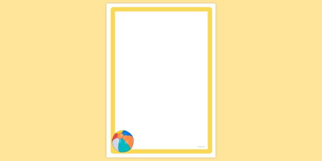 Simple Blank Beach Ball Page Border | Page Borders | Twinkl