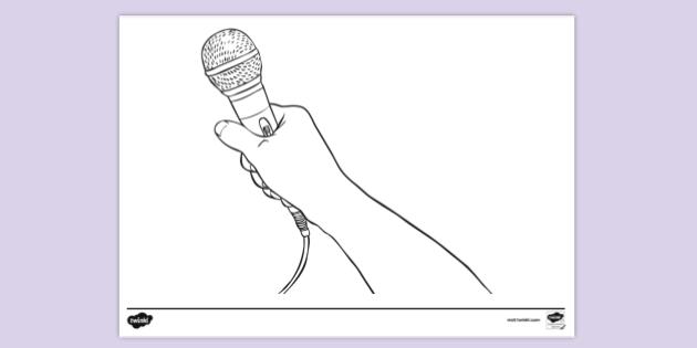 Hand With Microphone Colouring Sheet | Colouring Sheets