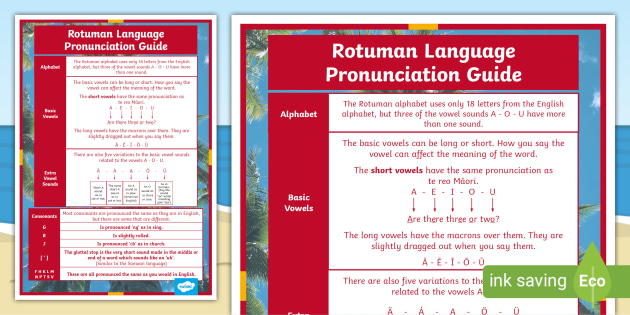Rotuman Language Pronunciation Guide (teacher made)