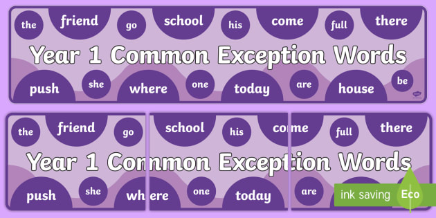 Year 1 Common Exception Words Display Banner (teacher made)