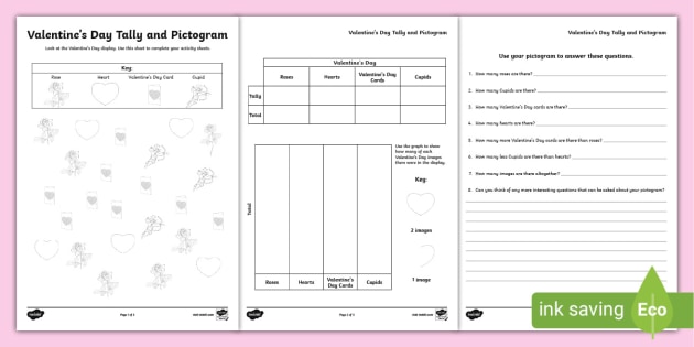 👉 * NEW * Valentine's Day Tally and Pictogram Activity Sheet