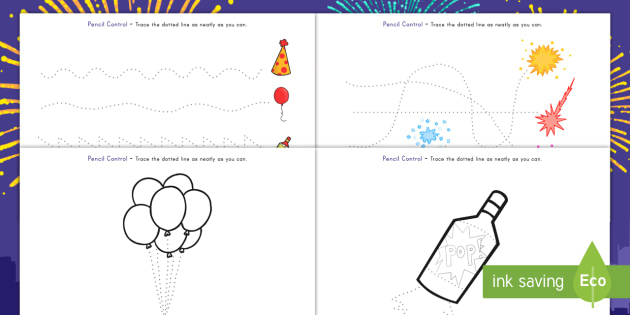 New Year's Pencil Control Activity - new years, pencil control, fine motor