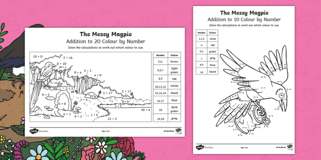The Messy Magpie Addition Colour by Number