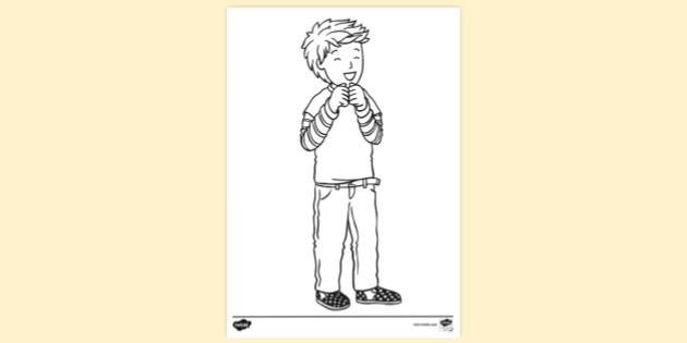 Excited Child Colouring Sheet | Colouring Sheets