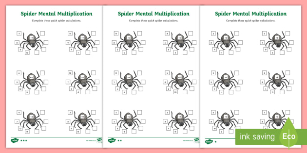 Spider Mental Multiplication Differentiated Worksheets