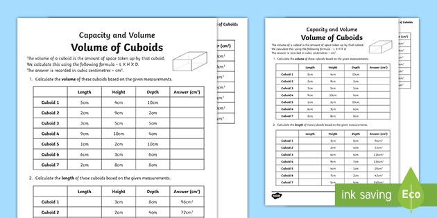 Capacity and Volume - Volume of Cuboids (teacher made)