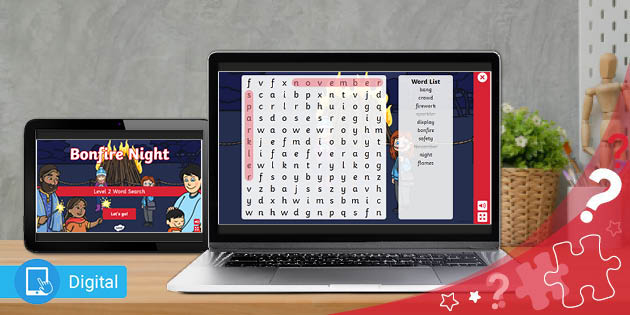 Interactive Bonfire Night Themed Word Search | Twinkl Go!